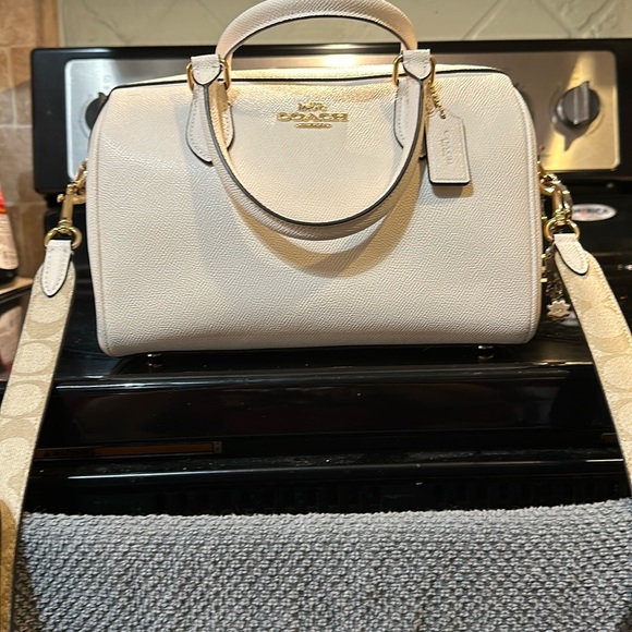 Coach | Bags | Coach Rowan Satchel Wsignature Canvas Strap In Goldchalk ...